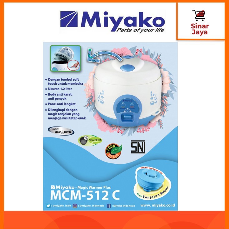 Jual MIYAKO MCM-512 C Rice Cooker 1.2 Lt (Magic Com / Penanak Nasi ...