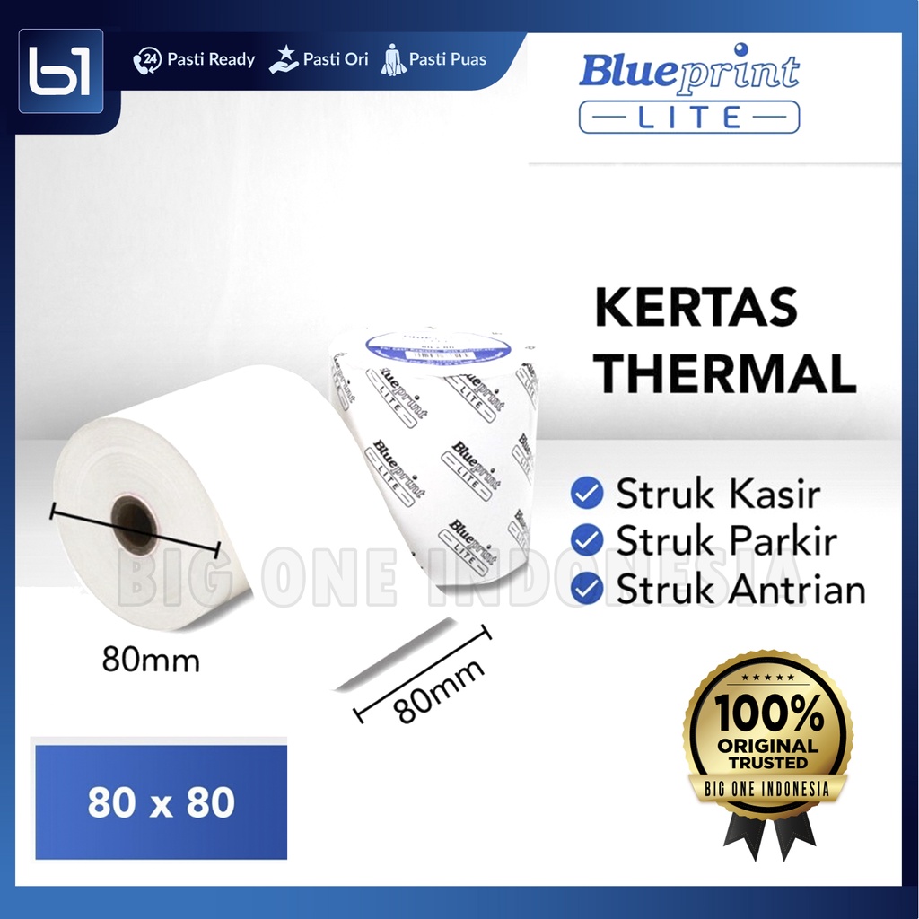 Jual Blueprint Lite Thermal Paper Roll 80x80mm, Kertas Thermal 80x80 mm, Struk Barcode, Nomor ...
