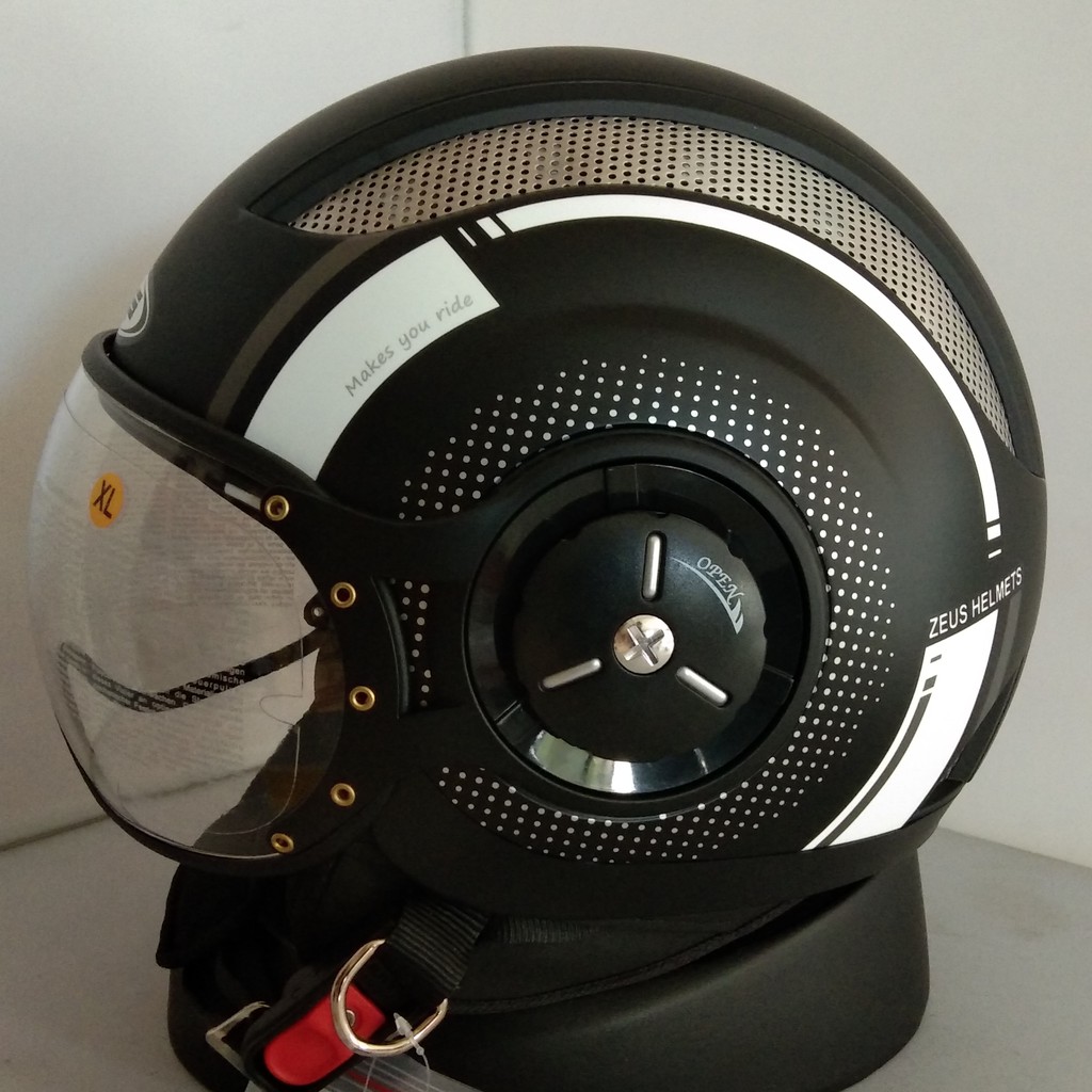 Jual Helm Zeus ZS-218 Matt Black SS12 White Halfface Retro Indonesia ...