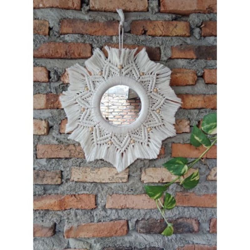 Jual Cermin bulat Makrame Dekorasi/DIY Cermin macrame/ Cermin aesthetic ...