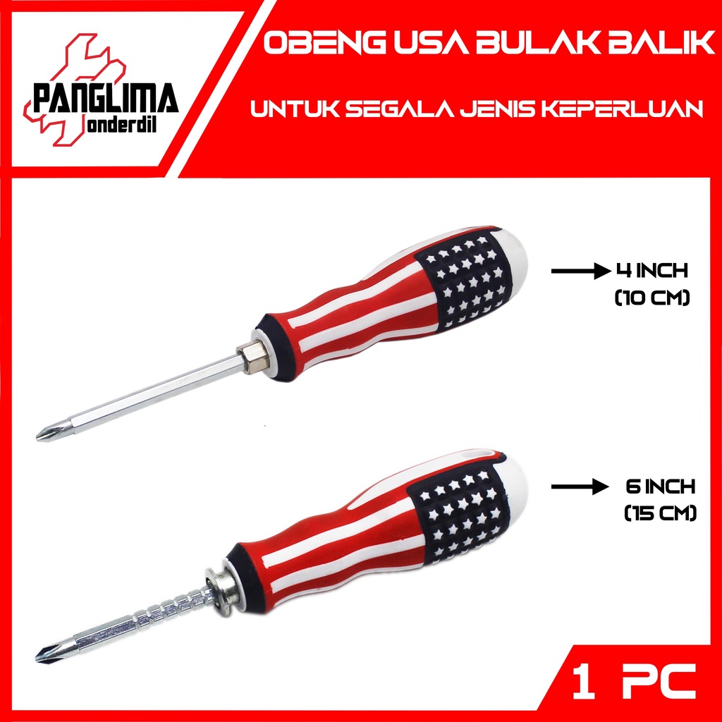 Jual Obeng USA Bulak-Balik 4 Inch-10 cm Plus Minus 2in1-2 in 1 Bendera Amerika 2 Way Magnet ...