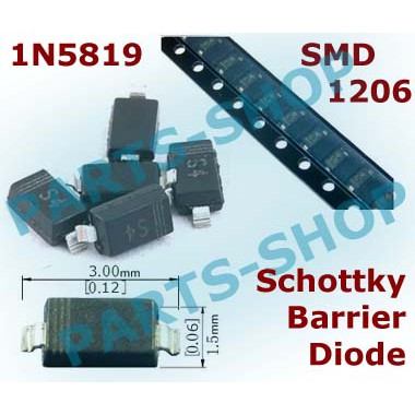 S4 1A 40V Dioda 1N5819 Schottky Barrier Diode 1 A 40 V SMD 1206 ...