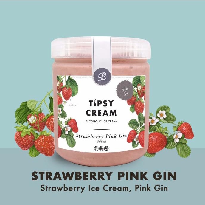 Jual Strawberry Pink Gin Alcoholic Ice Cream - Tipsy Cream Gordons Pink ...