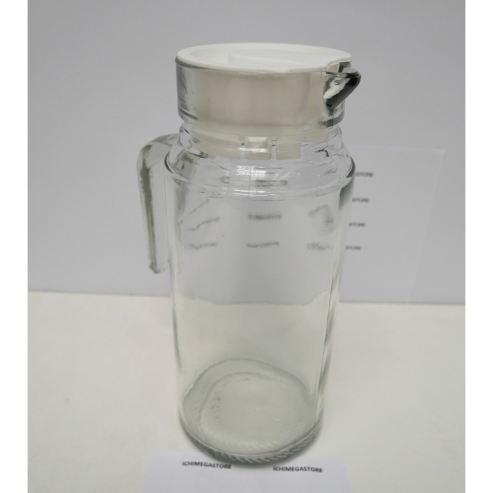 Jual Pitcher Kaca Tebal Dengan Tutup 1 Liter Glass Jug With Lid Tempat ...