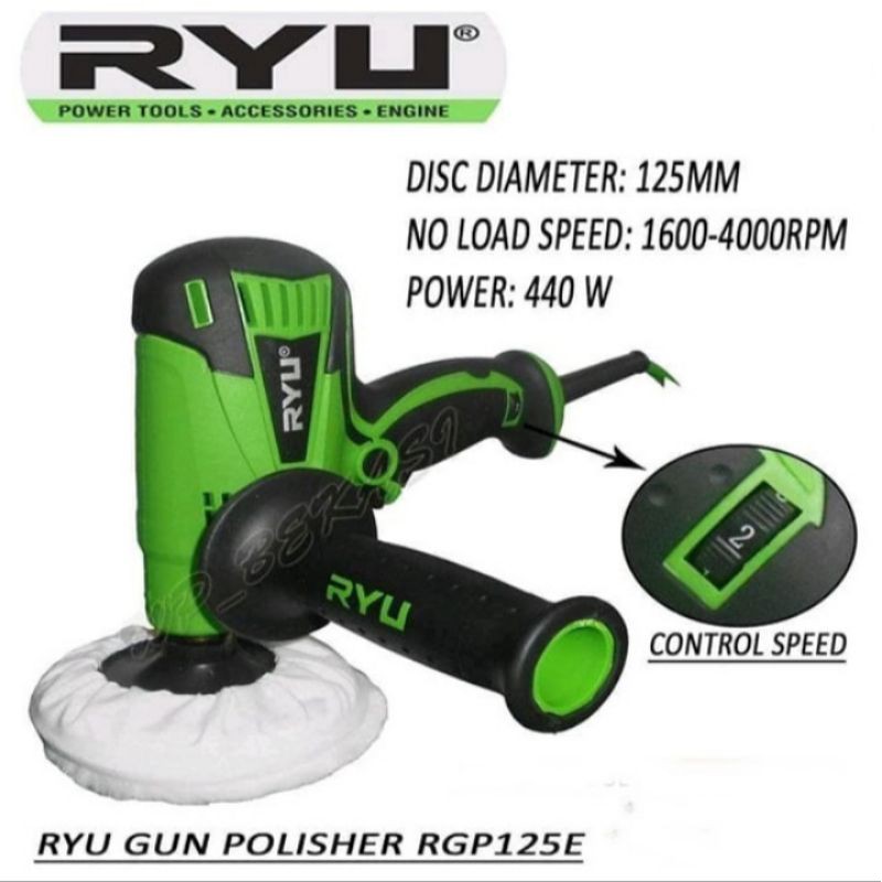 Jual Mesin Poles Ryu RGP125E/Polisher RYU RGP 125E(Mobil,Motor,Kayu) | Shopee Indonesia