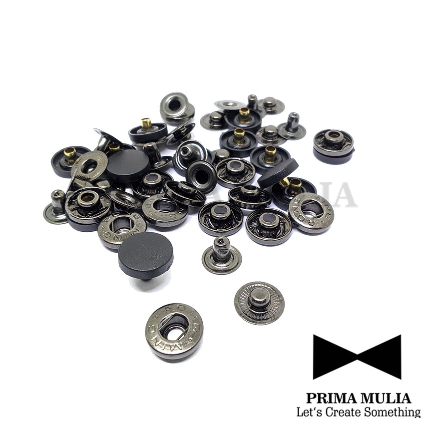 Jual 12 SET KANCING CETET BESI/ SPRING SNAP UKURAN 15 MM WARNA HITAM ...