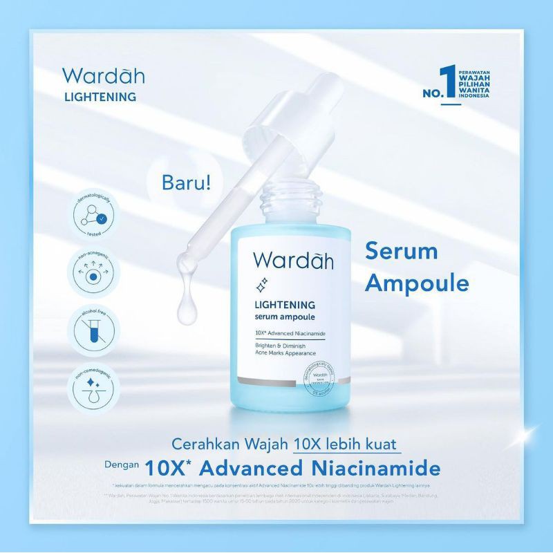 Jual Wardah (kotak) Lightening Serum Ampoule 30ml Facial Serum Wajah ...