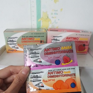 Jual ANTIMO ANAK SIRUP sachet Rasa Jeruk / Strawberry | Shopee Indonesia