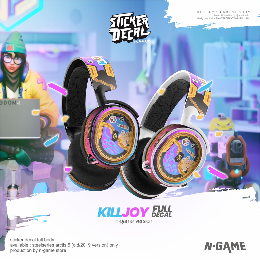 Jual Sticker Decal/Skin Protector Steelseries Arctis 3/5 Killjoy ...