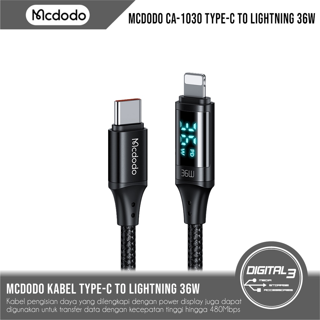 Jual Charging Cable Mcdodo CA-1030 Kabel Data 36W USB C to Lightning ...