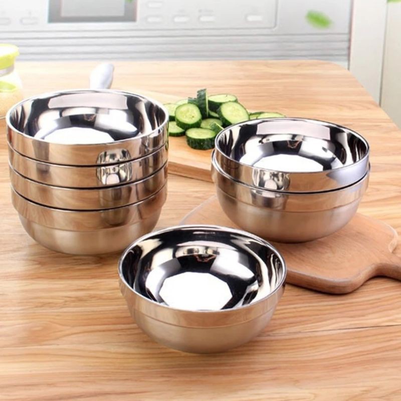 Jual Mangkok Mie Mangkok Stainless ANTI PANAS Bersisi 2 Lapis 18cm ...