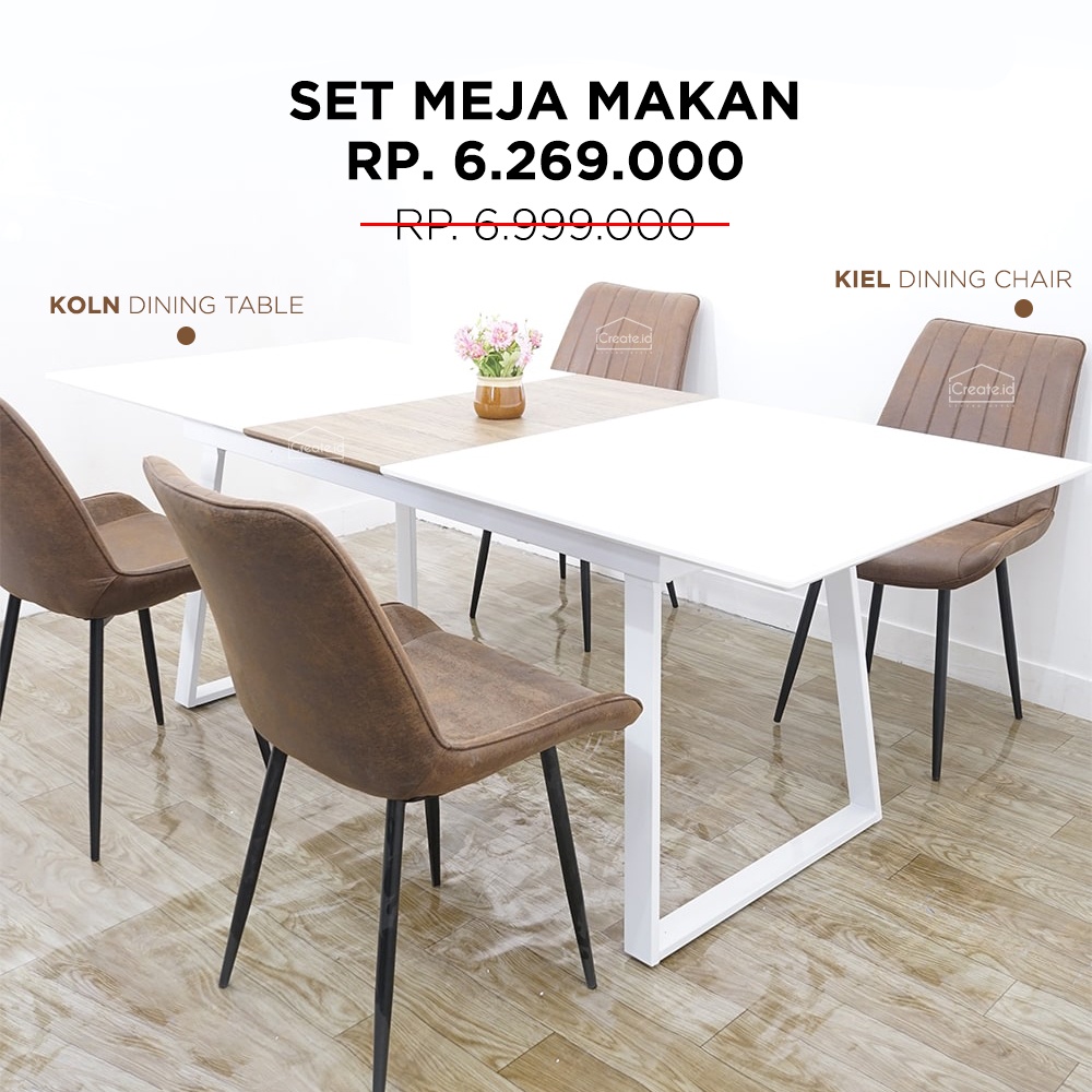Jual PAKET MEJA MAKAN SET MINIMALIS - MEJA MAKAN KELUARGA - 4 KURSI 1 MEJA-KIEL KOLN | Shopee ...
