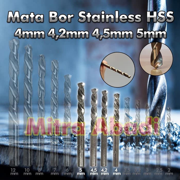 Jual Mata Bor Stainless Steel HSS 4mm 4,2mm 4,5mm 5mm | Shopee Indonesia