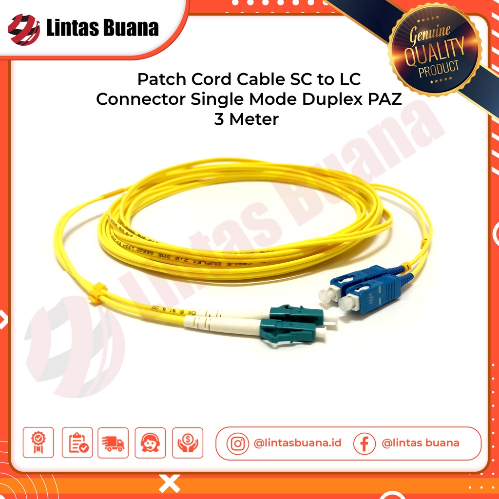 Jual Kabel Patch Cord LC - SC 3Meter Single Mode Duplex PAZ | Shopee Indonesia