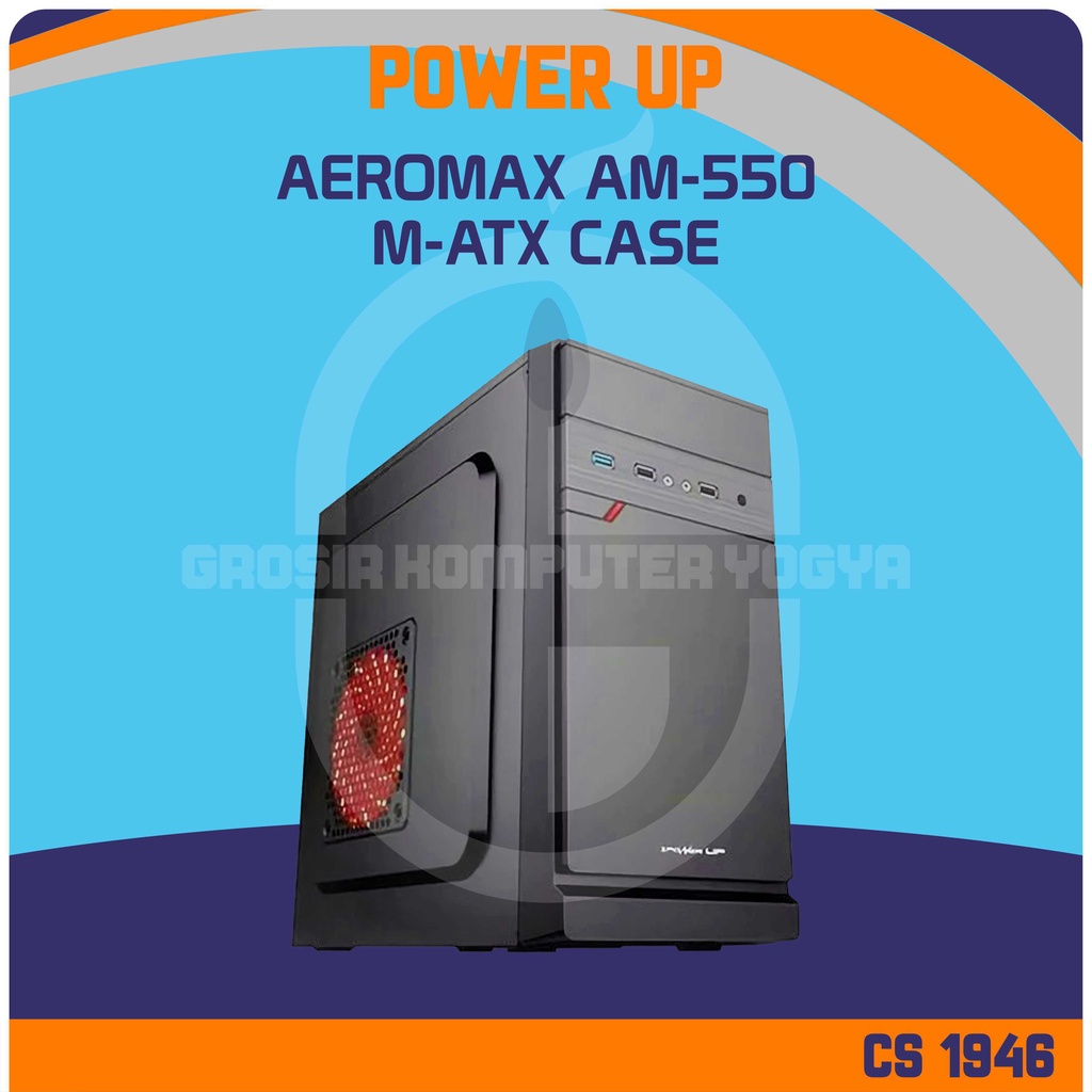 Jual Power Up Aeromax AM-550 Black Coating M-ATX Case with PSU 500W | Shopee Indonesia