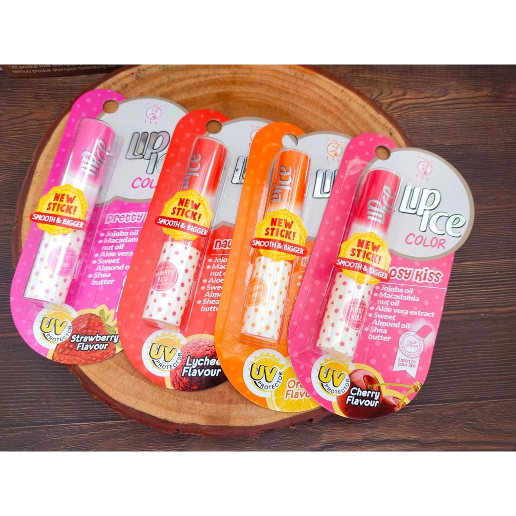 Jual Lip Ice UV Color New Stick | Preety Pink | Naughty Red | Rosy Kiss ...