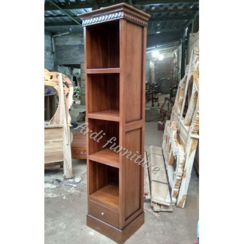 Jual Rak buku kayu jati - rak buku 1 laci - rak buku minimalis - lemari ...
