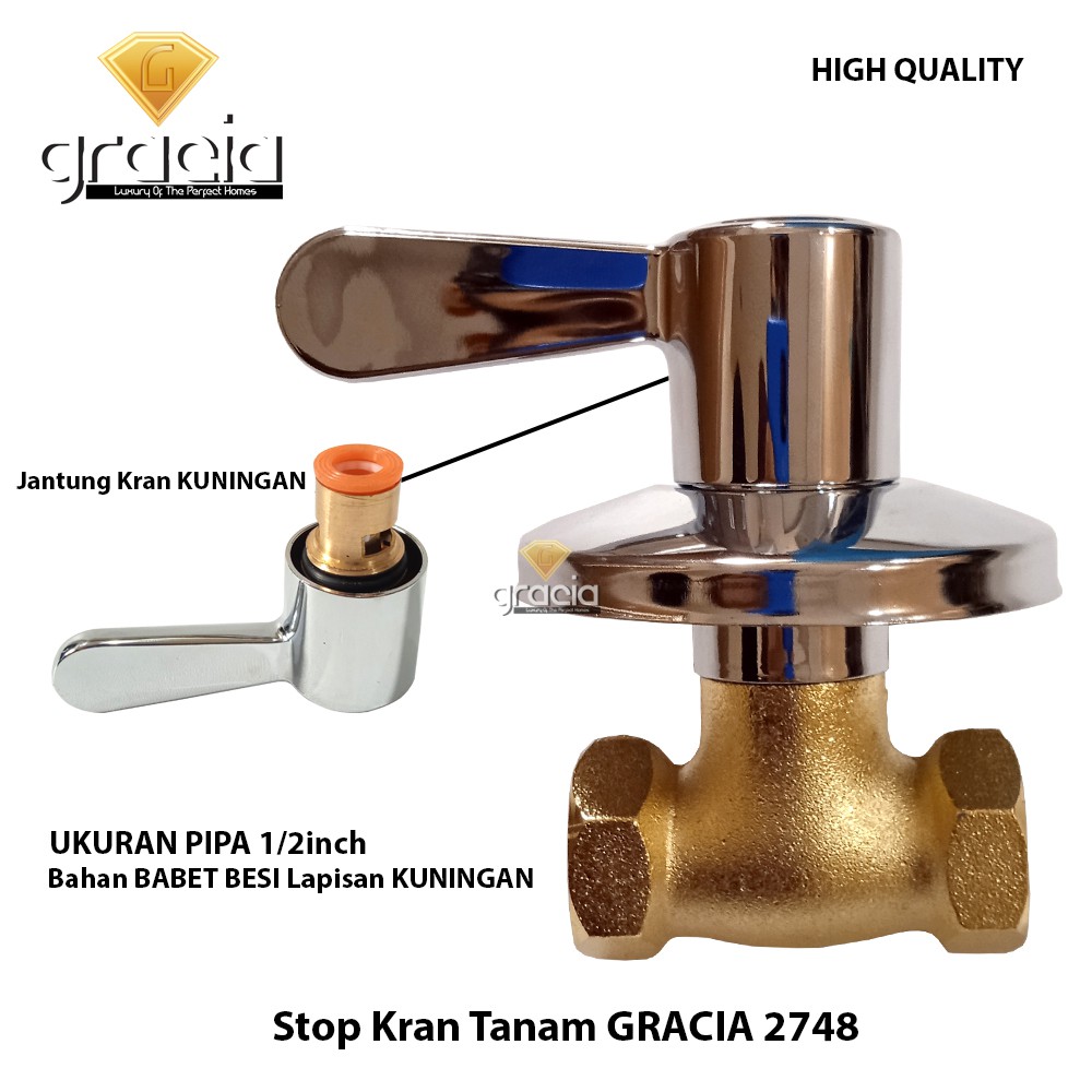 Jual Stop kran 1/2 inch Tanam Stop kran shower tanam kran dinding kran ...