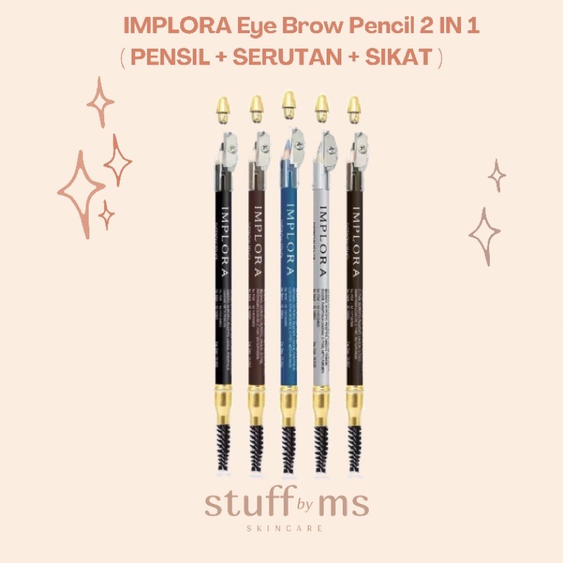 IMPLORA Eye Brow Pencil 2 IN 1 Original 100% | Shopee Indonesia