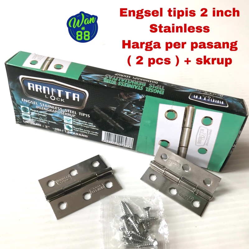 Jual Engsel Tipis 2 inch Stainless Dengan Skrup Arnetta | Shopee Indonesia