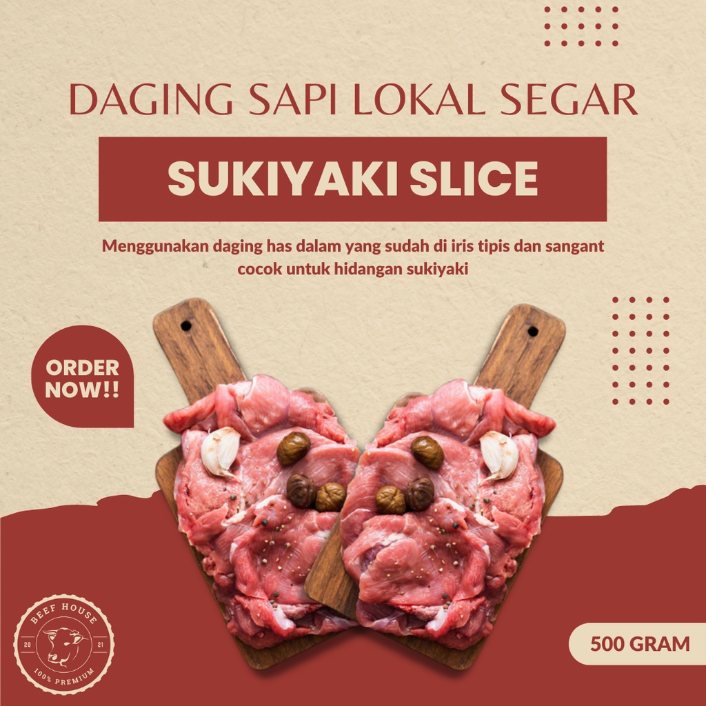 Jual Daging Slice Sukiyaki Teriyaki Sapi Lokal Segar Low Fat 500 Gram ...