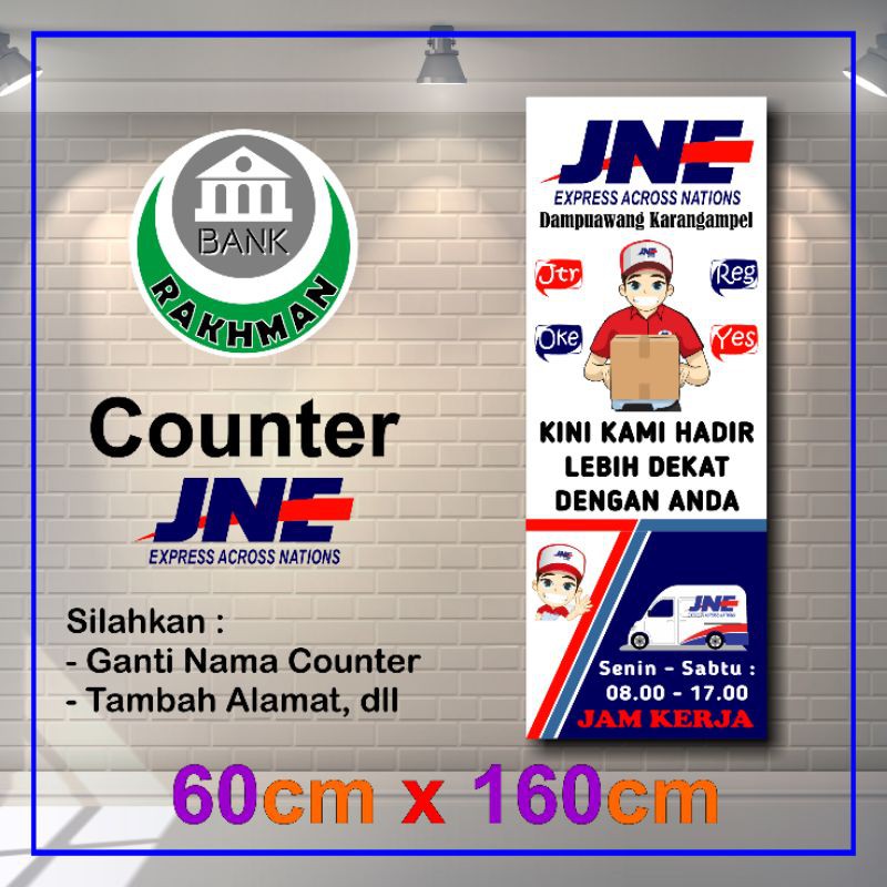Jual SPANDUK BANNER AGEN JNE UKURAN 60CM X 160CM Indonesia|Shopee Indonesia