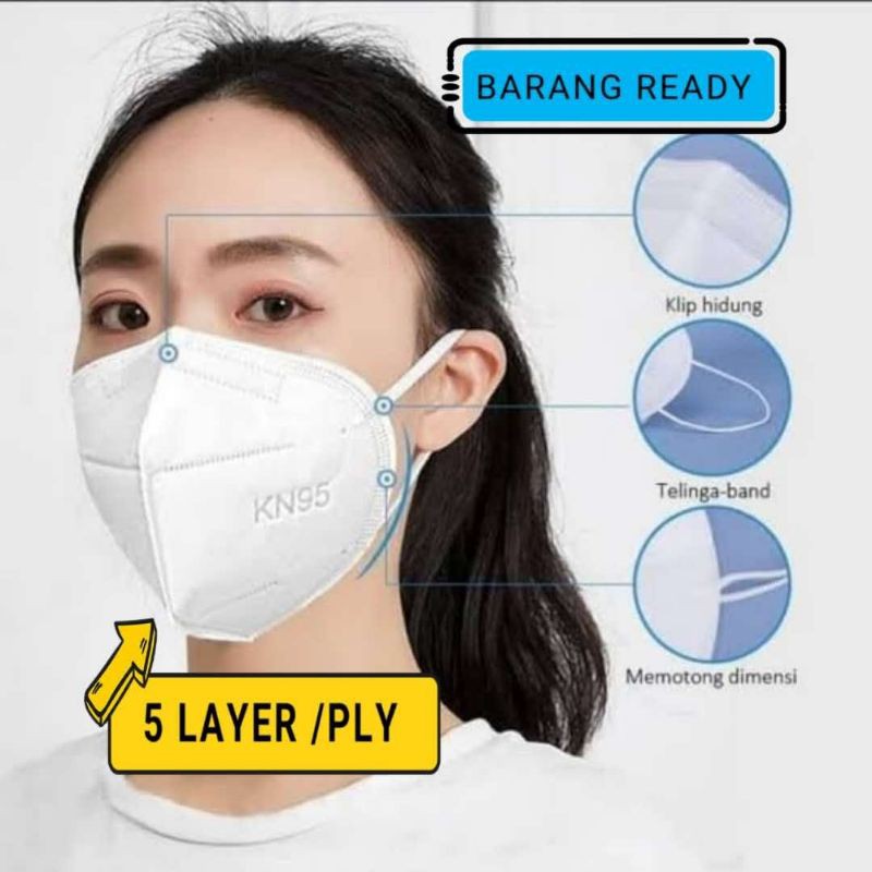 masker Kn95 KN95 import face mask anti virus anti debu 5ply 5layer 5la ...