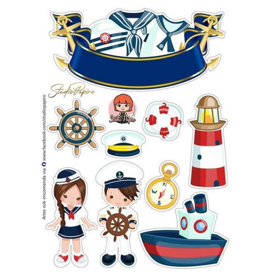 Jual Topper Cake Custom Ucapan Nama tema Pelaut / Nahkoda / Kapal ...