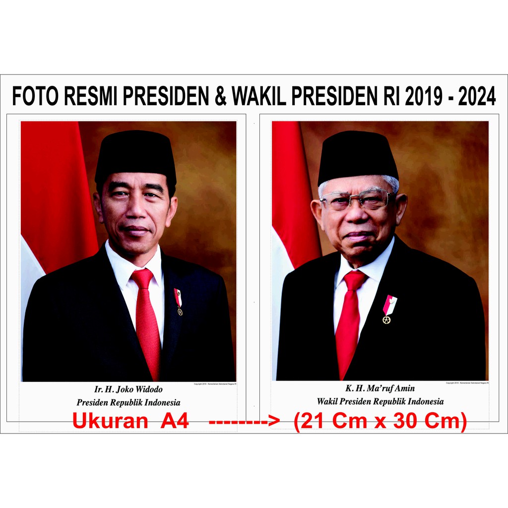 Jual 1 Set Foto Presiden dan Wakil Presiden RI Ukuran A4 | Shopee Indonesia