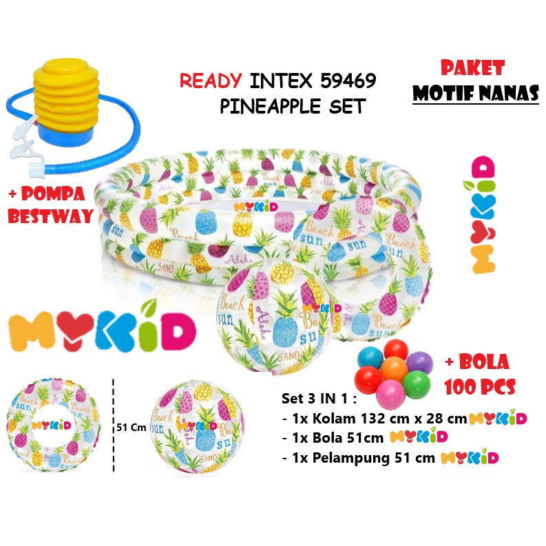 Jual paket intex 59469 kolam renang air anak bonus bola+pelampung ...