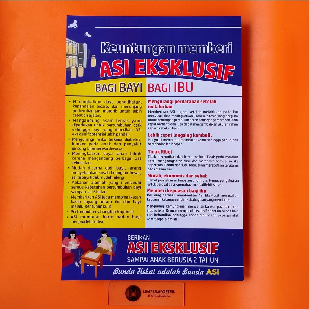 Jual Poster Keuntungan Memberi ASI, Poster ASI Eksklusif, LAMINASI ...