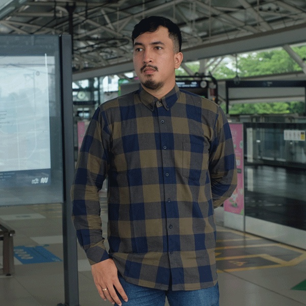 Jual KENAL Flannel Series Kemeja Lengan Panjang - Hijau/Biru Tua ...