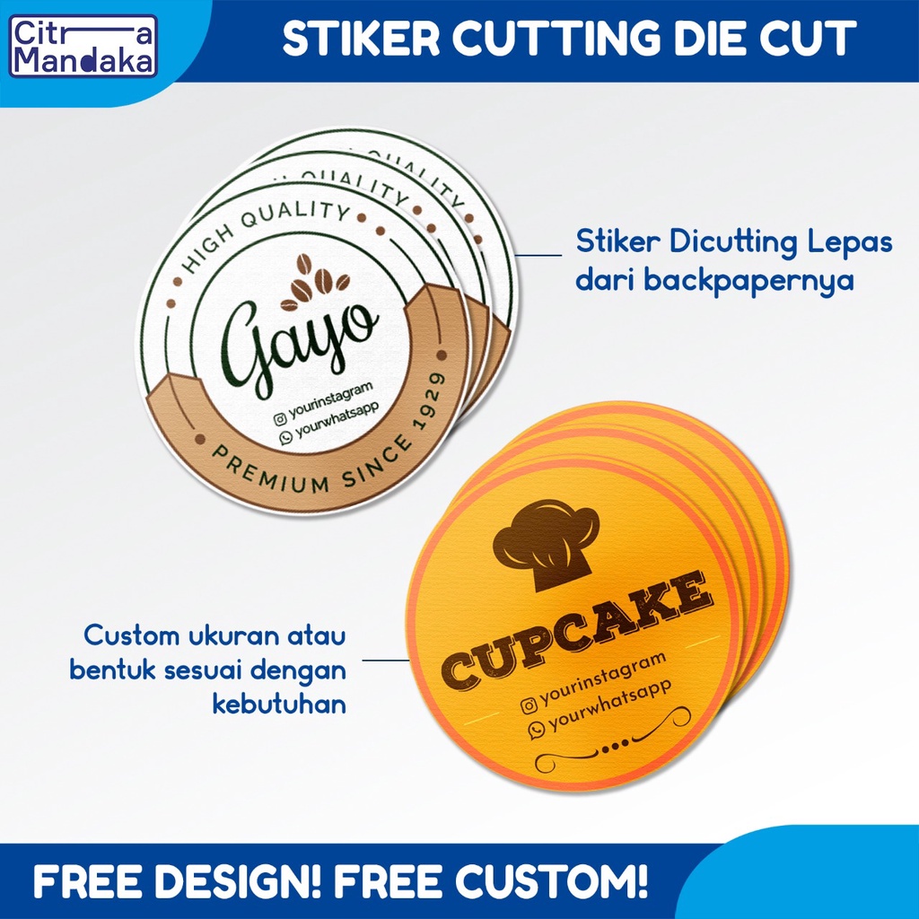 Jual Cetak Stiker Custom Label Makanan Chromo A3+ Die Cut | Stiker ...