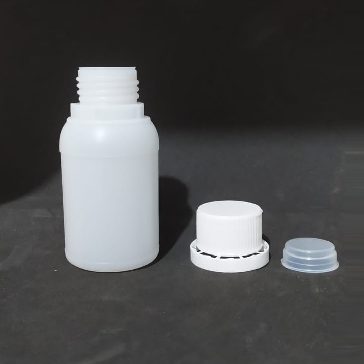 Jual BOTOL SAMPEL PLASTIK 100 ML LENGKAP DENGAN TUTUP DOUBLE SIL ...