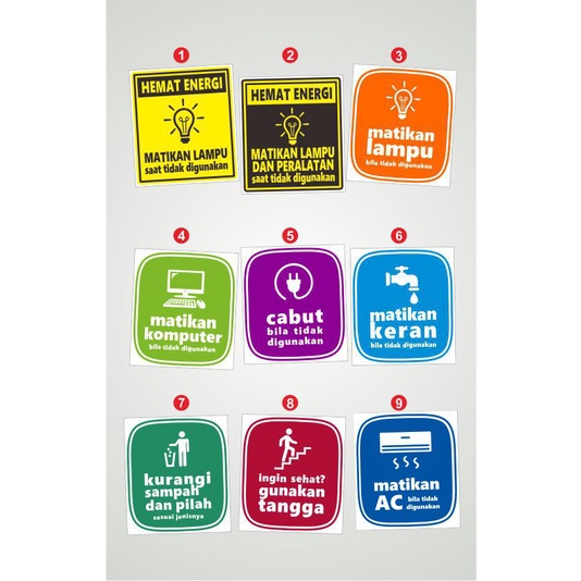 Jual stiker hemat energi matikan lampu keran air komputer ac cabut listrik sticker vinyl ...