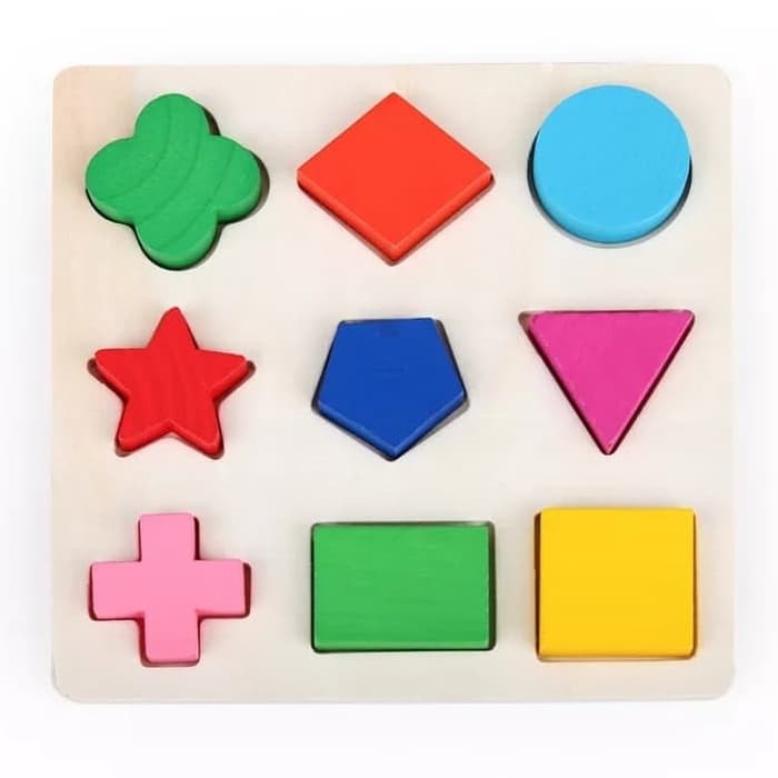 READY Mainan Edukasi Anak PUZZLE KAYU MONTESSORI bentuk GEOMETRI/SHAPE ...