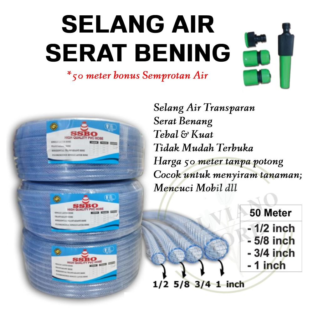 Jual SELANG AIR / SELANG AIR TAMAN KEBUN SERAT BENANG TRANSPARANT 1/2 5/8 3/4 1 INCH 10/15 /50 ...