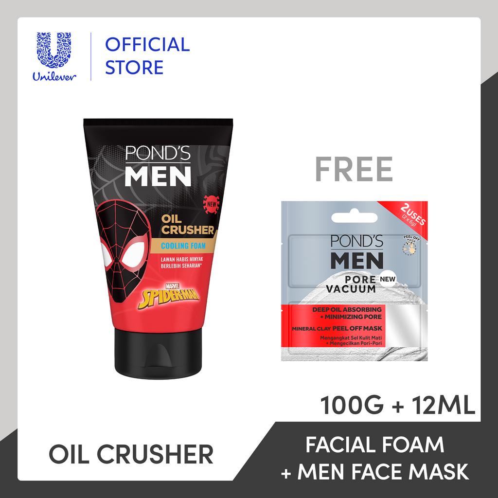 Jual Buy Pond's Men Facial Foam Oil Crusher Spiderman 100g + free Pore ...