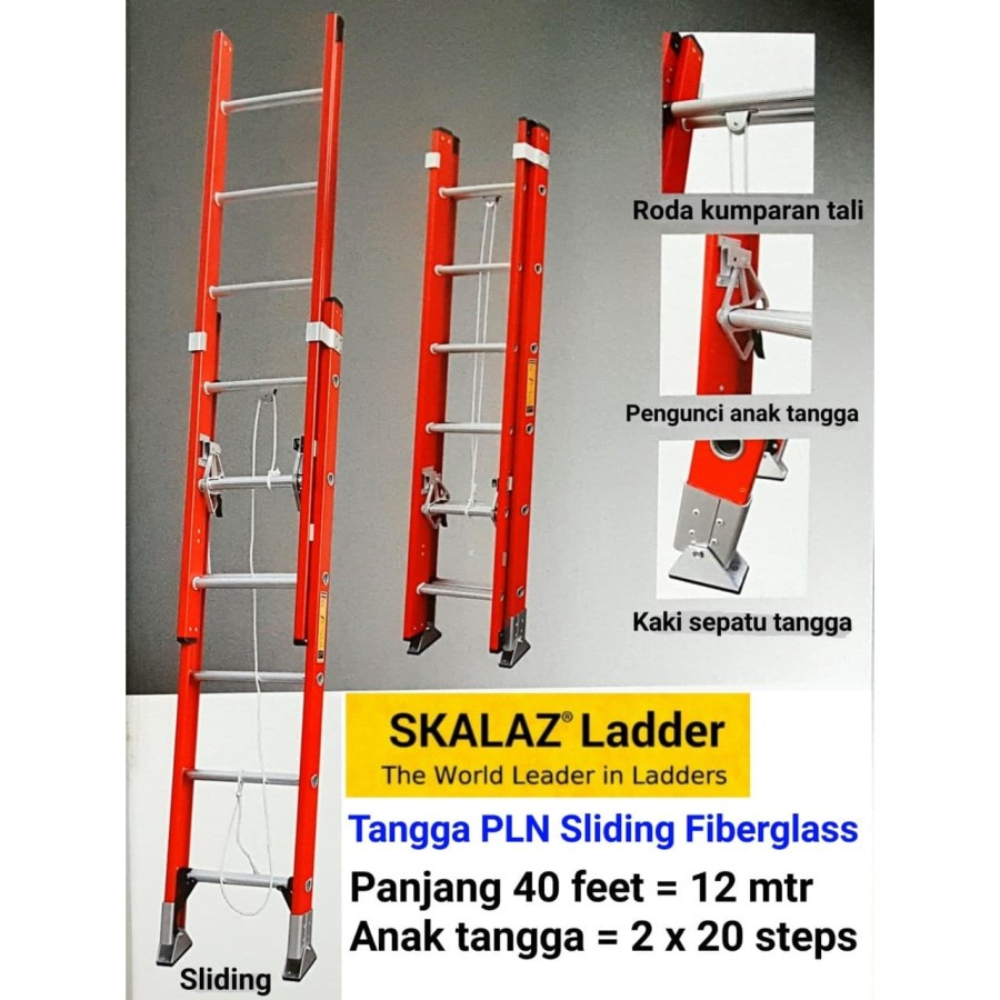 Jual Tangga Fiberglass PLN Sliding 12 mtr (40 feet) | Shopee Indonesia