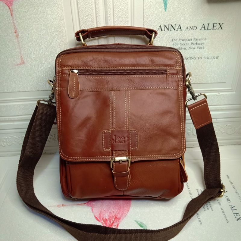 Jual Tas Selempang Pria Import 100% Kulit Asli S1537( Free DustBag ...