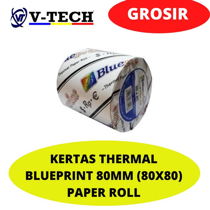 Jual KERTAS THERMAL BLUEPRINT 80MM (80X80) PAPER ROLL | Shopee Indonesia
