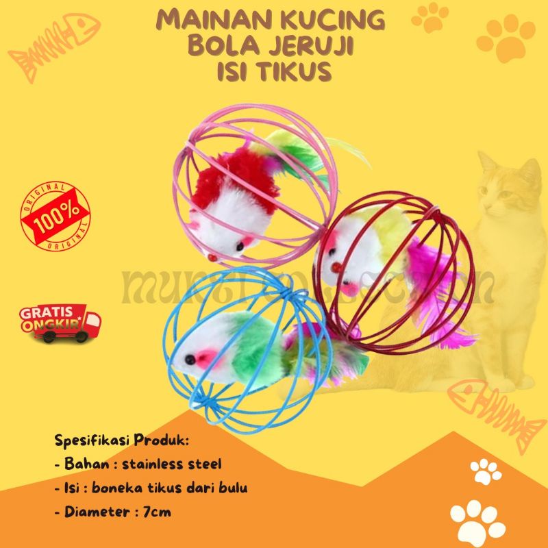 Jual MAINAN KUCING BOLA JERUJI ISI TIKUS MAINAN ANAK KUCING INTERAKTIF ...