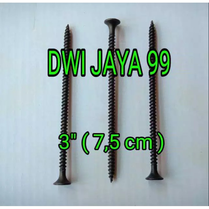 Jual 250 pcs drywall skrup gypsum 3" inch 7,5 cm baja hitam hollo ...