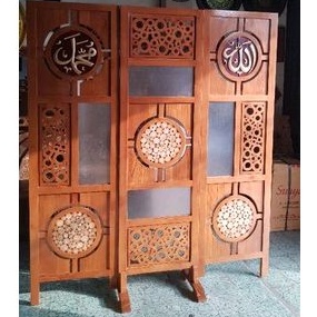 Jual Penyekat ruangan pembatas ruangan sketsel kayu jati ukir kaligrafi ...