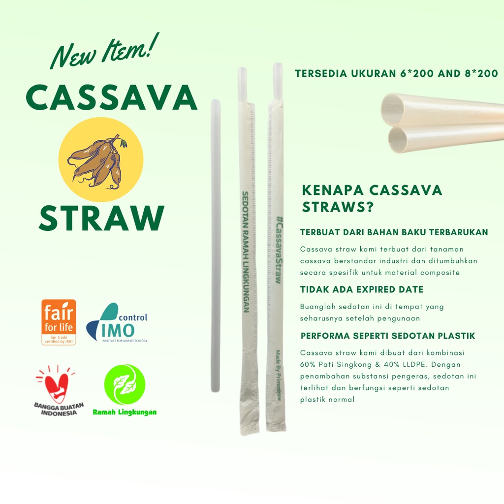 Jual Cassava Straw - Sedotan Singkong Ramah Lingkungan Higenis (6* dan ...