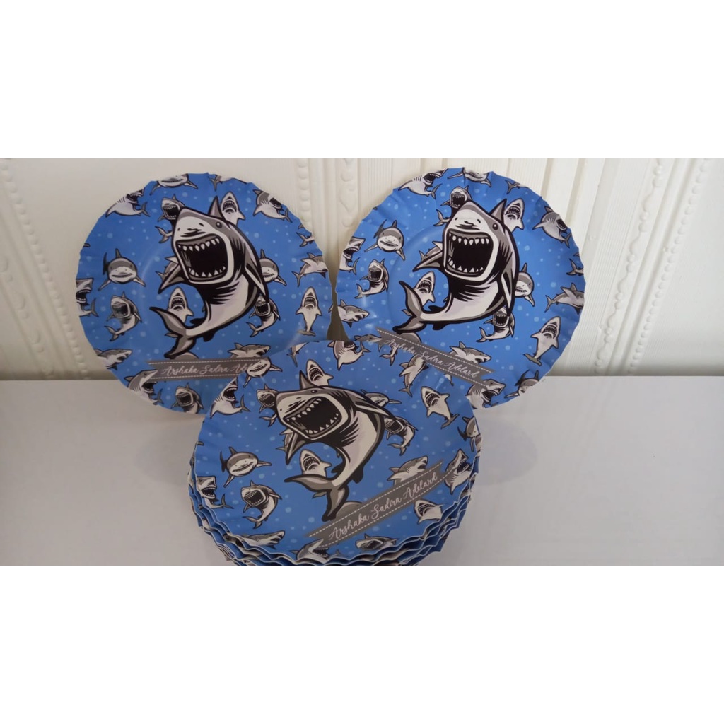 Jual piring kertas paus / piring kertas custom paus / paper plate shark ...