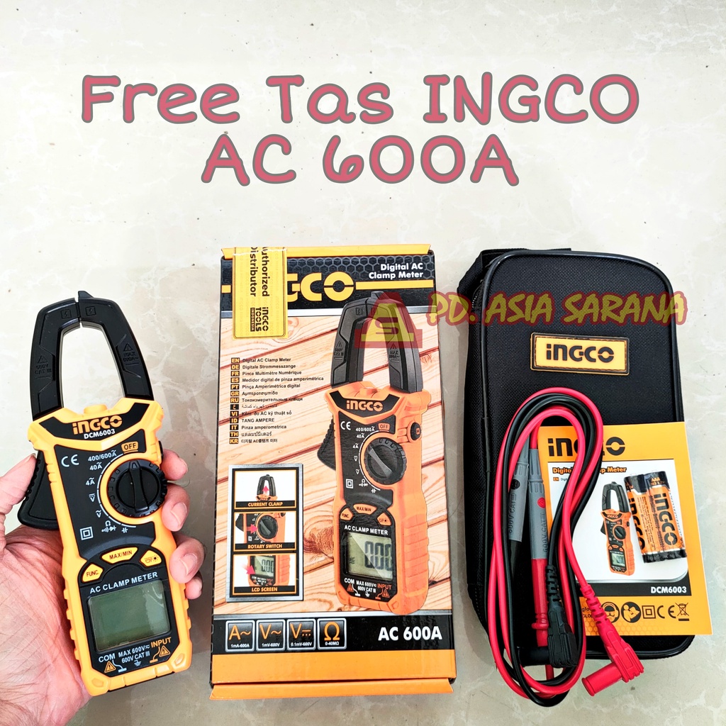 Jual Digital LCD Clamp Meter AC/DC 6000 Count INGCO DCM6003 Tang 600 ...