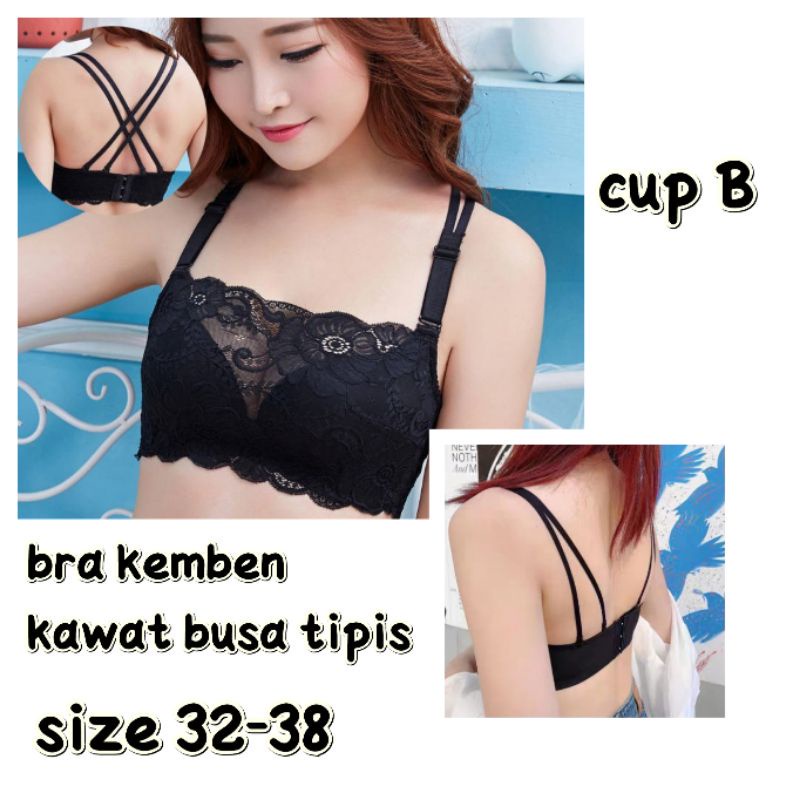 Jual Bh Wanita Kemben cup B Kawat Busa Tipis Bra Push Up burkat Kait 3 art 973# | Shopee Indonesia