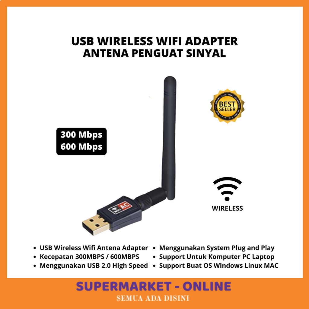Jual HARGA PROMO USB Wireless Wifi Adapter 300 Mbps 600Mbps Dengan Antena Penguat Sinyal 2.4G 5G ...