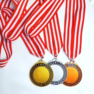 Jual Medali Warna Emas Perak Perunggu Plus Tali Merah Putih Medalion ...